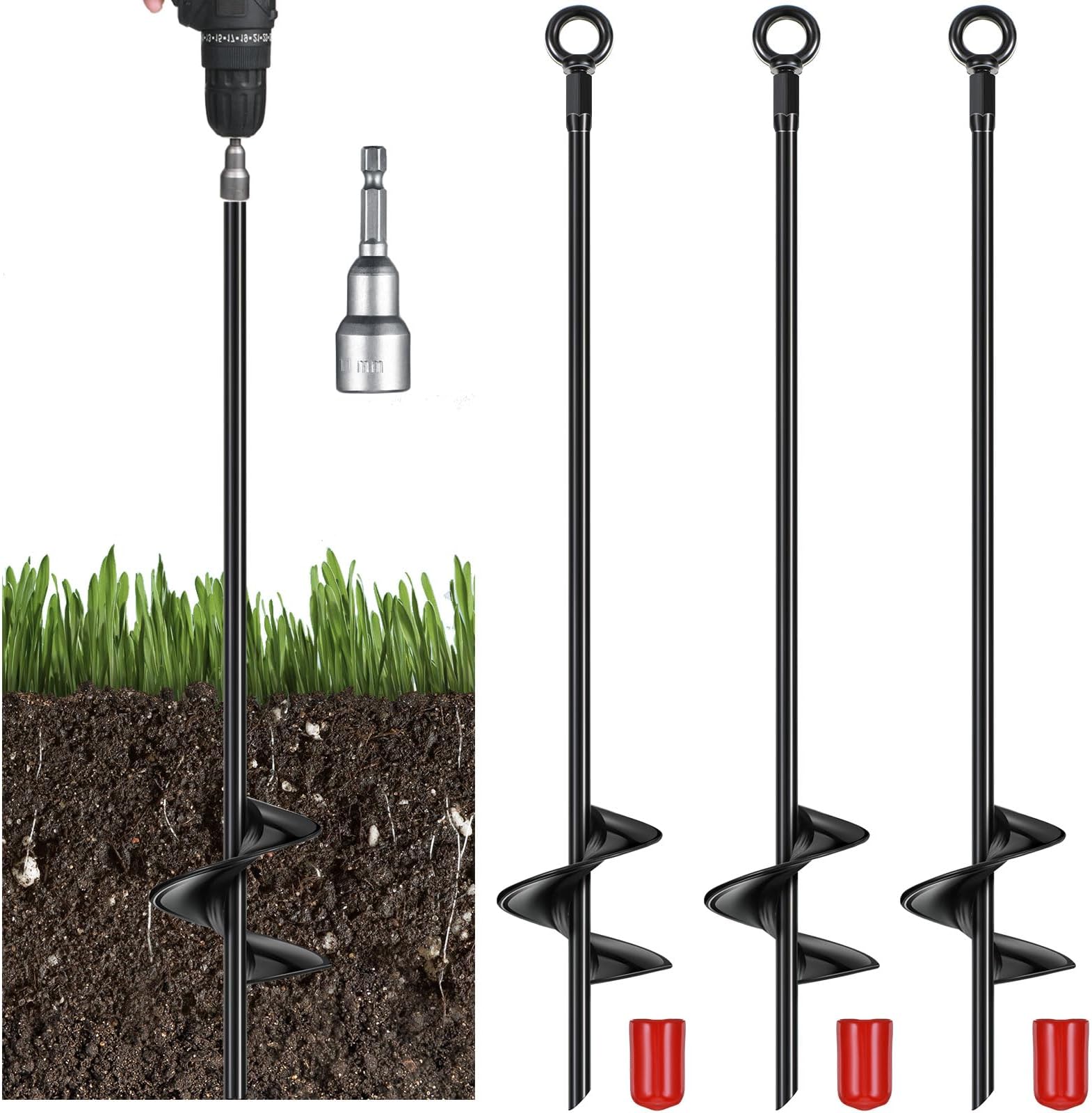 Amazon.com: Chumia 18 Inch Ground Anchor Spiral Blade Heavy Duty Earth ...