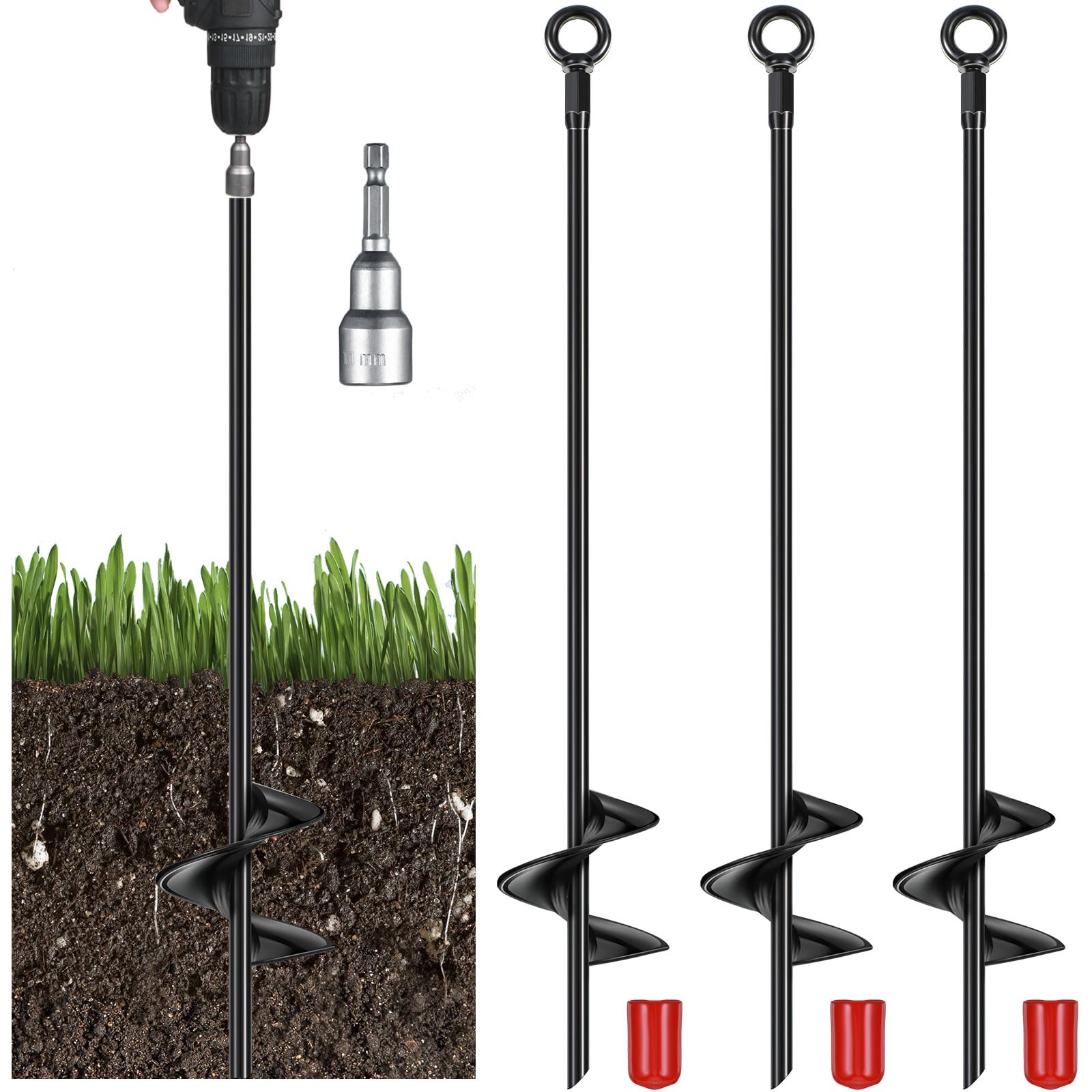 Amazon.com: Chumia 18 Inch Ground Anchor Spiral Blade Heavy Duty Earth ...