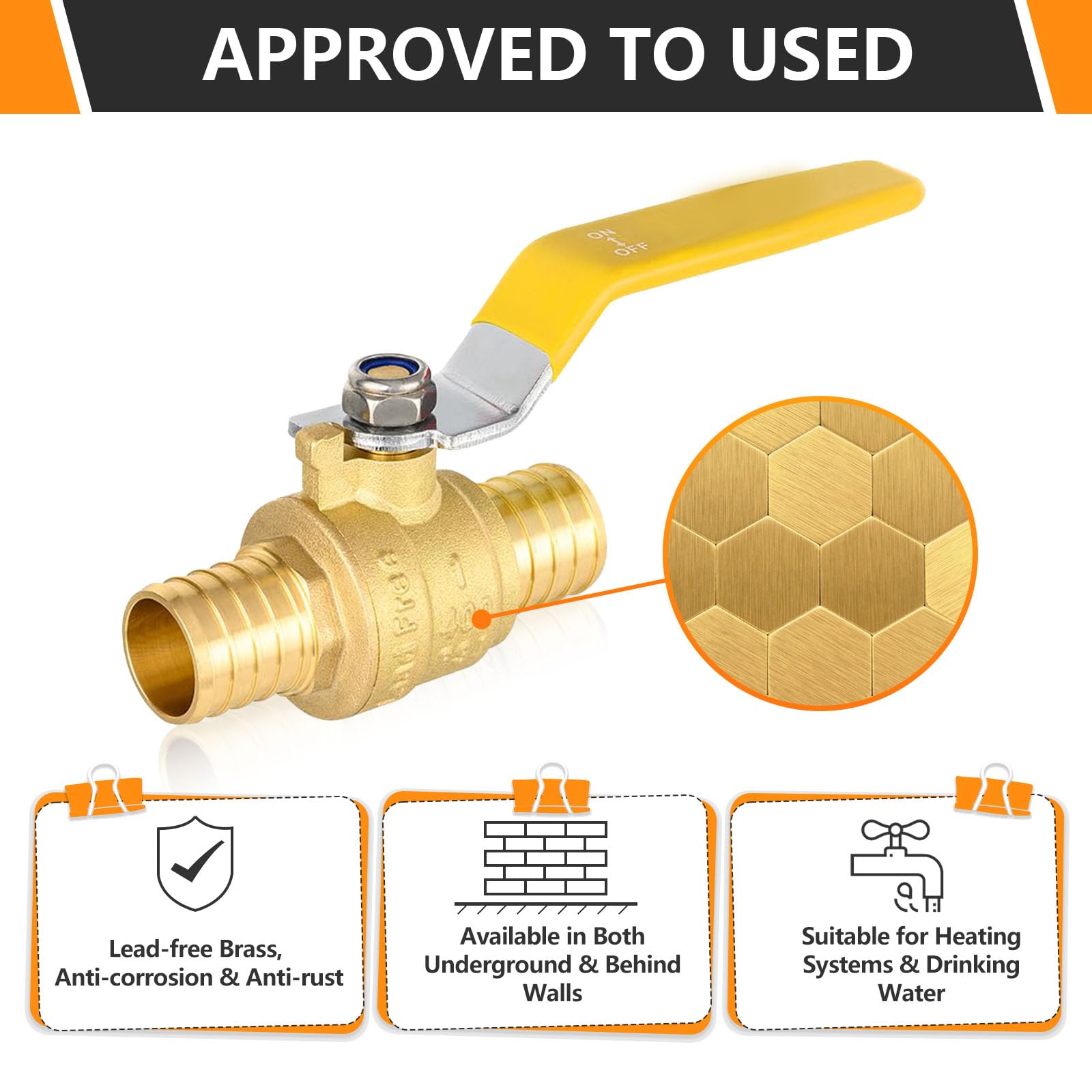 Snapklik.com : 10-PCs HeSun PEX Ball Valves, 1/2-Inch Brass Crimp Pex ...