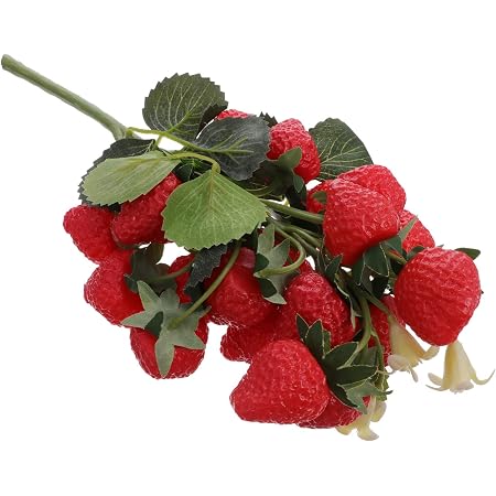 Amazon.com: QSDGFH 10 Pcs Artificial Strawberry Stem, Fake Red Fruit ...