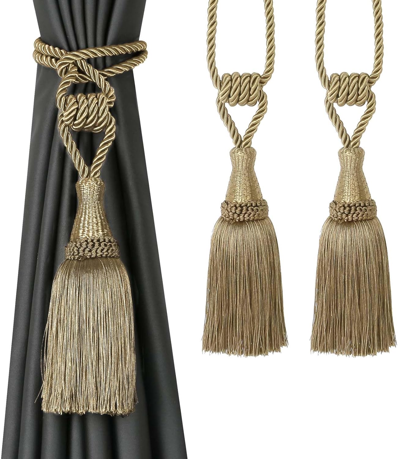 Amazon.com: BEL AVENIR Curtain Tiebacks Handmade Holdbacks for Curtains ...