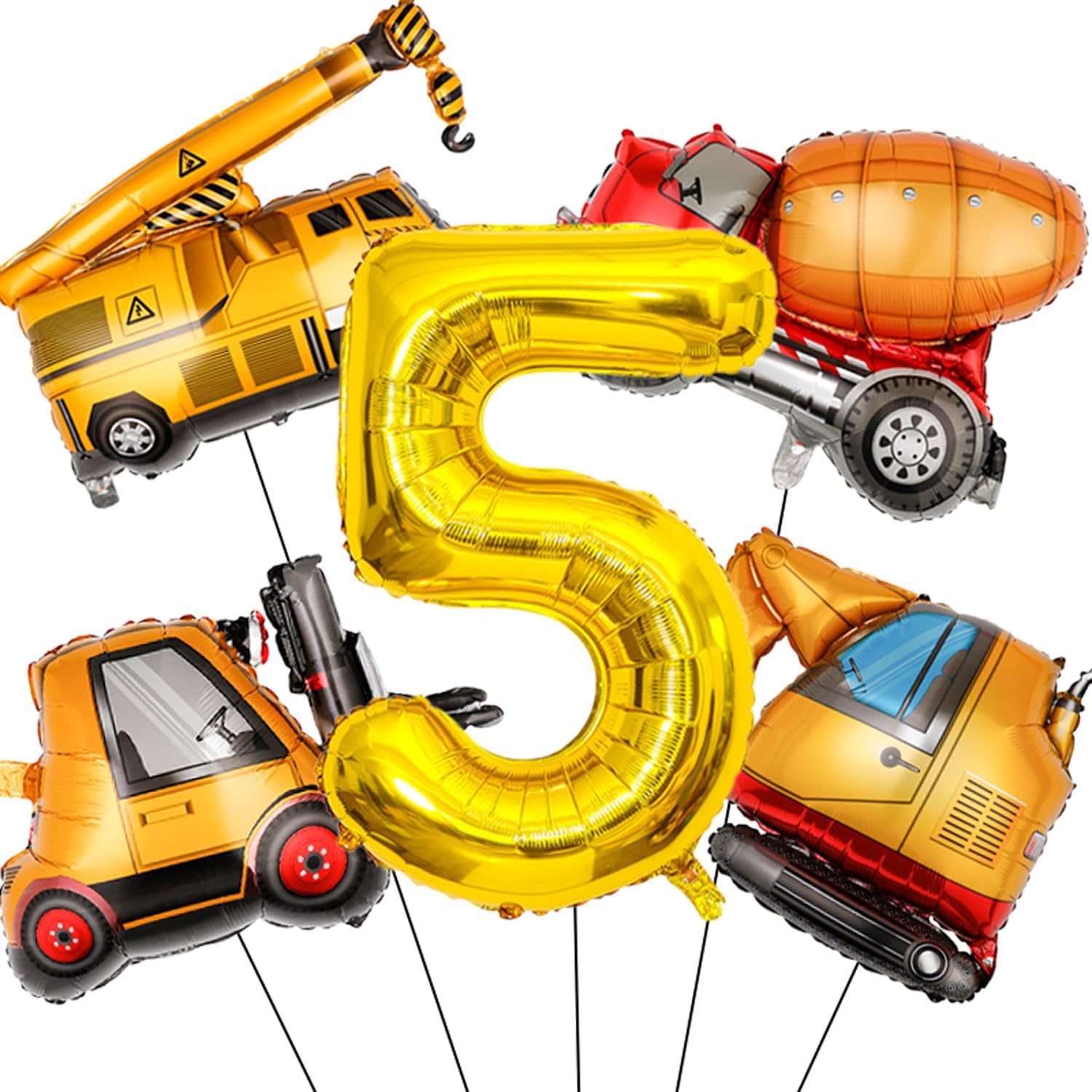 Amazon.com: Construction Birthday Party Supplies 5 Year Old, Large Construction Balloons 40Inch ...