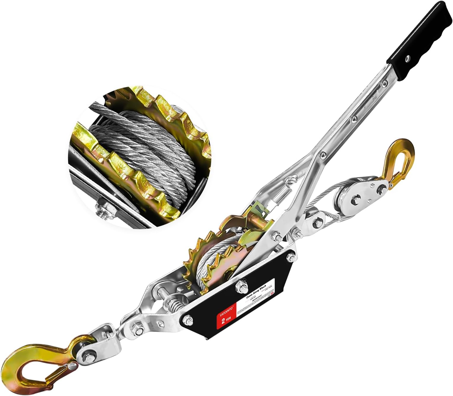 Amazon.com: 2-Ton Come Along Winch Power Puller, Heavy-Duty Dual Gear ...
