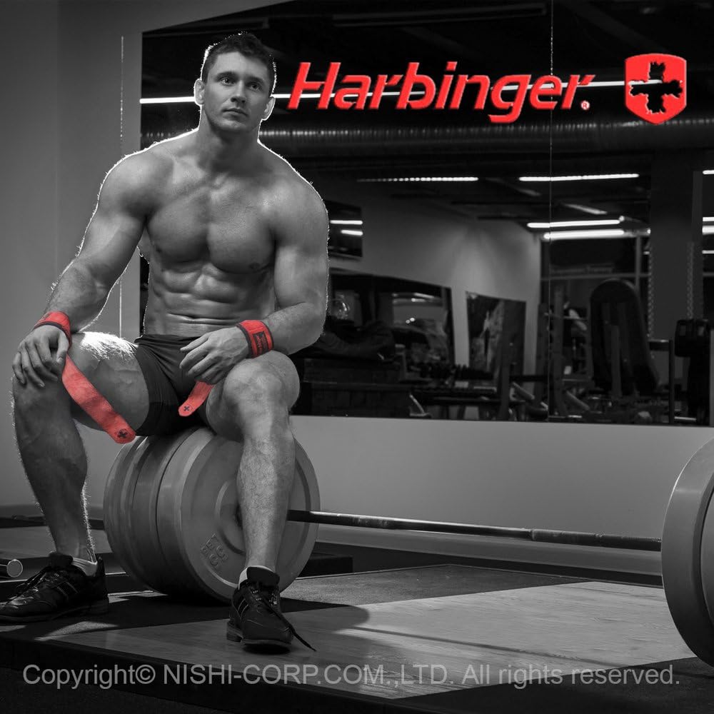 Harbinger Padded Leather Lifting Straps, Red : Amazon.co.uk: Sports ...
