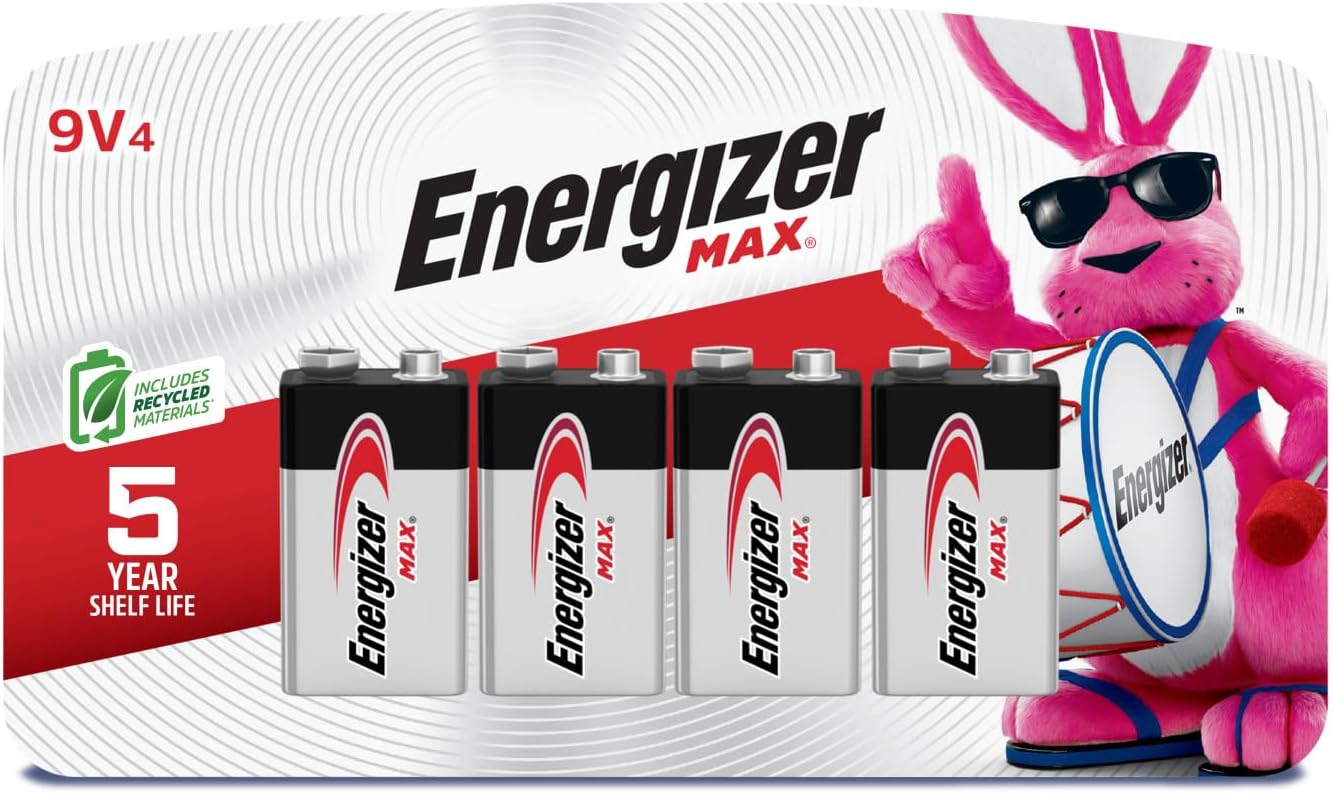 Amazon.com: Energizer MAX 9V Batteries (4 Pack), 9 Volt Alkaline ...