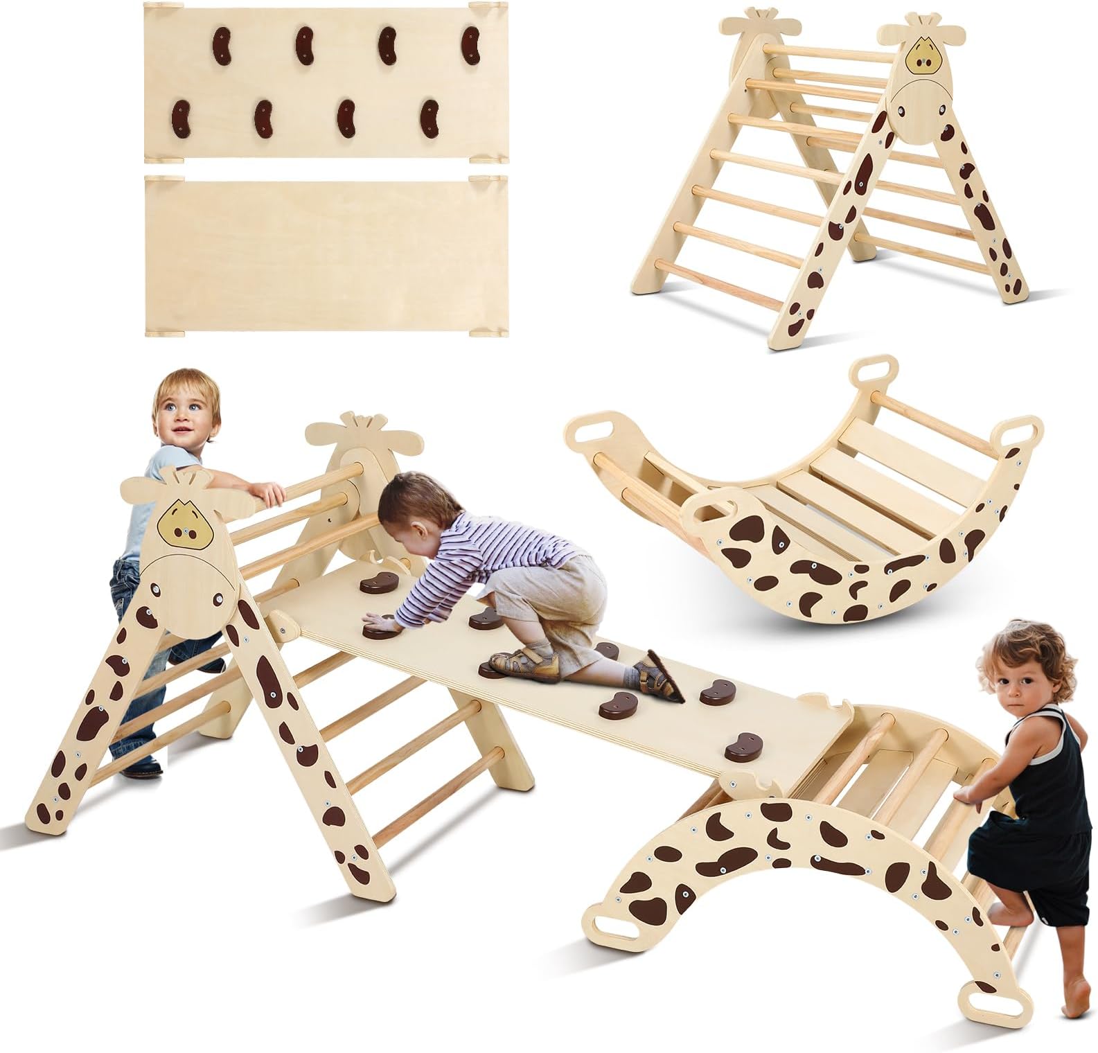 Amazon.com: 3-in-1 Pikler Triangle Set with Slide - Montessori Climbing ...