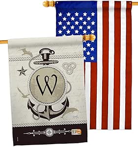 Amazon.com : Nautical W Initial House Flags Pack Monogram Coastal ...