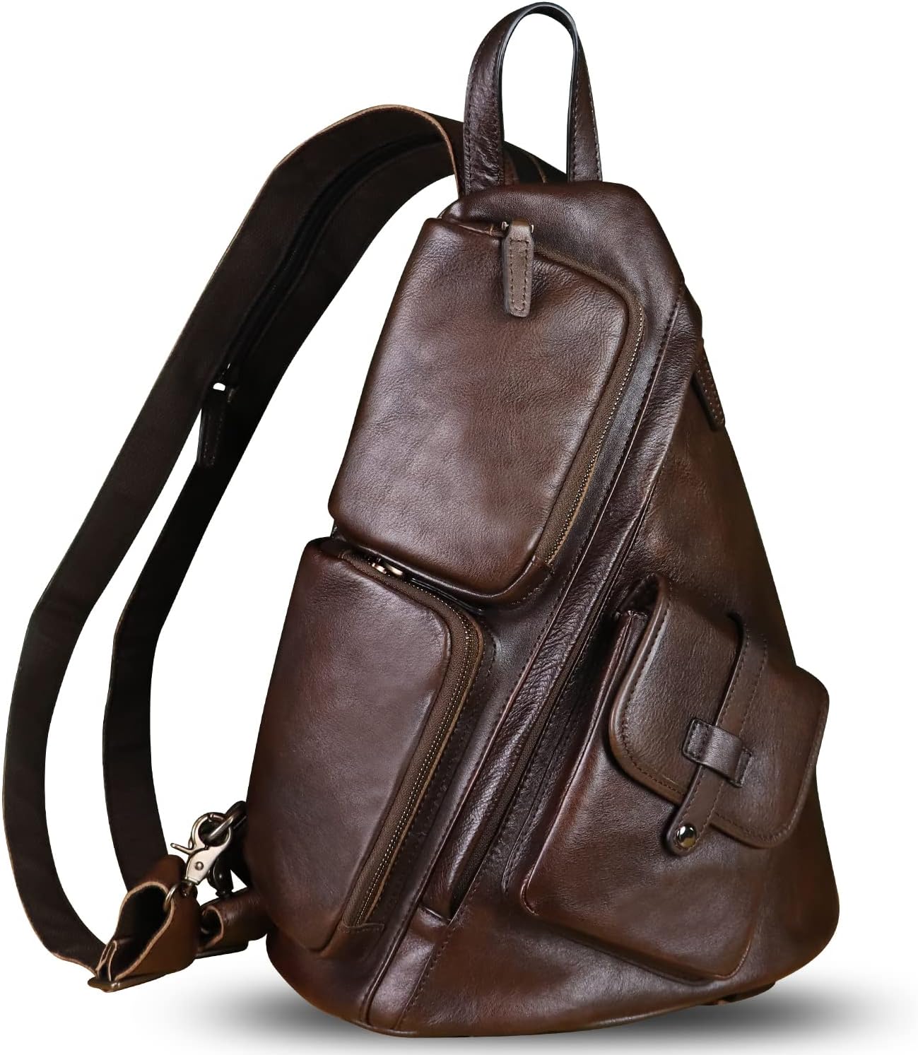 Amazon.com: Genuine Leather Large Sling Bag for Men and Women Large ...