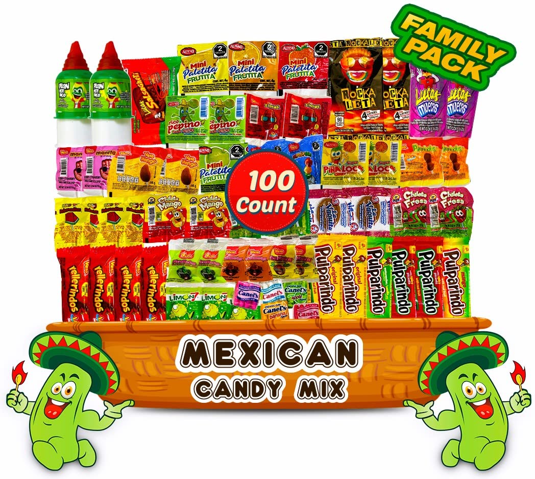 Amazon.com : Mexican Candy Mix Bag Family Pack (100 Count) Sweet, Sour ...