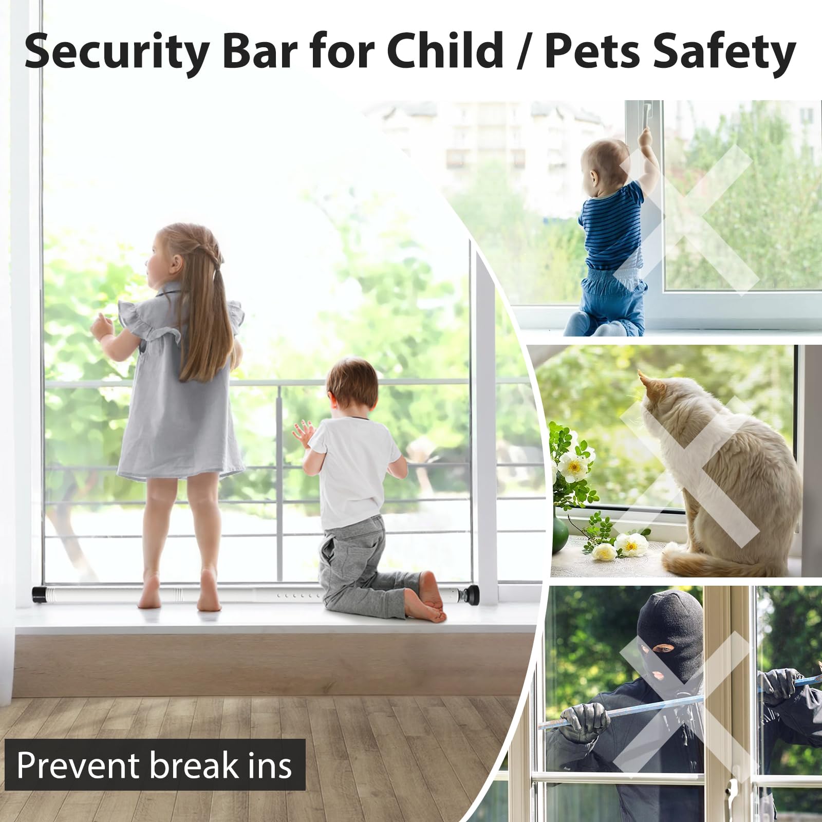 Snapklik.com : Sliding Door Security Bar, 16 To 51 Inch Adjustable ...