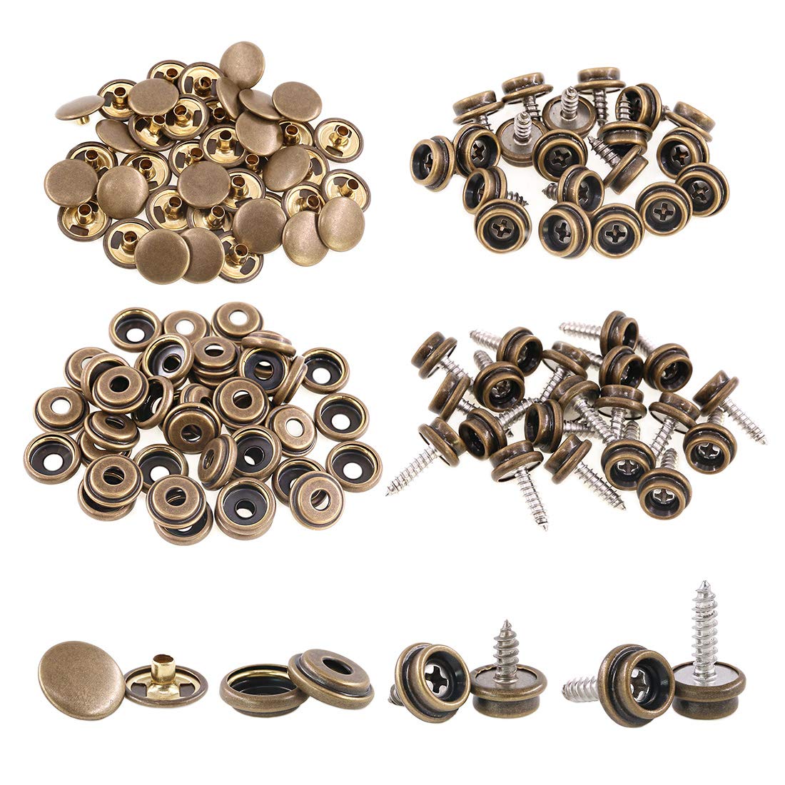 Snapklik.com : Rustark 120Pcs Bronze Fastener Screw-in Snaps Boat ...