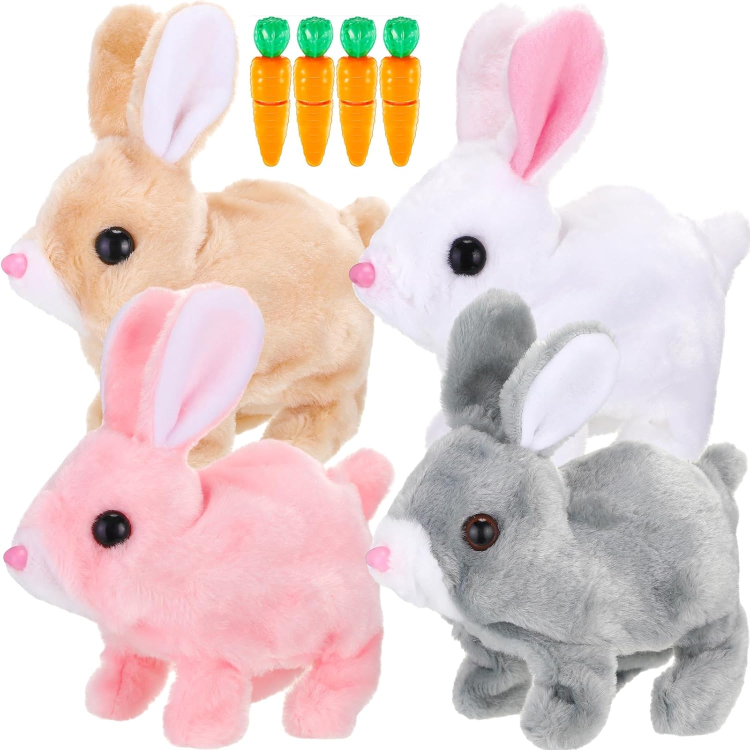 Amazon.com: Lenwen 4 Set Hopping Bunny Toy Interactive Bunny Can Walk ...
