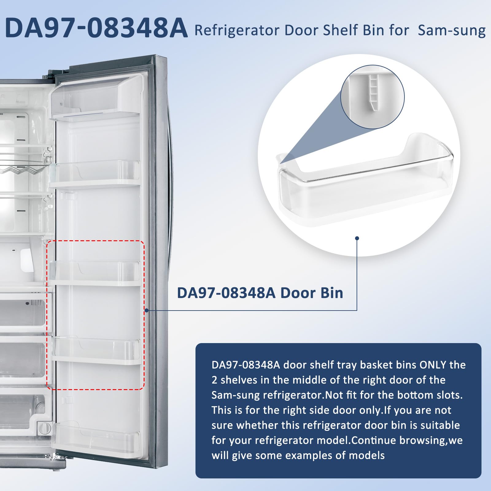 Refrigerator Door Shelf Bin DA97-08348A(Right Side) Compatible for Sam ...