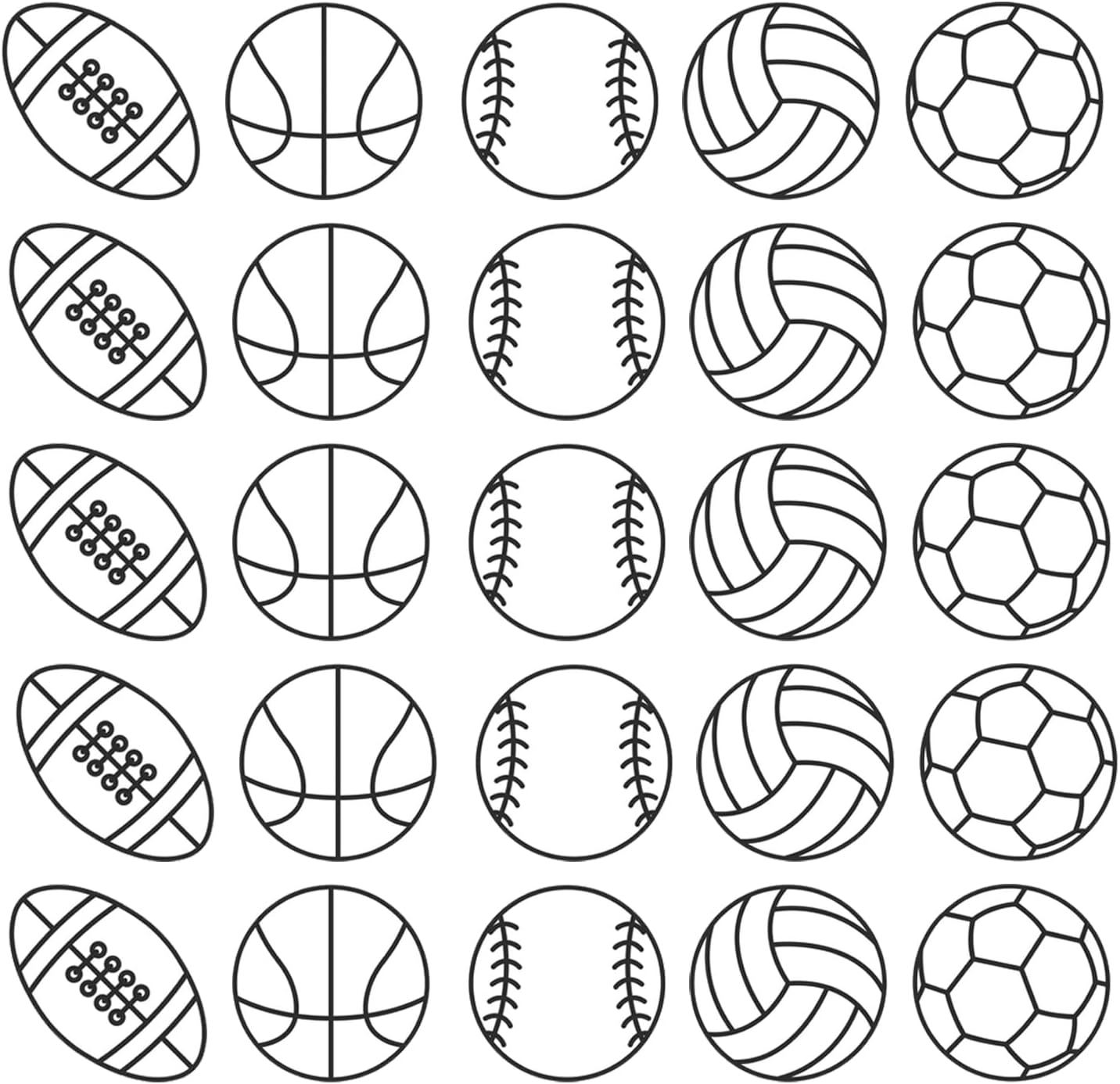 Amazon.com: 100 PCS 1 Inch/25mm Sports Ball Epoxy Stickers: Football ...