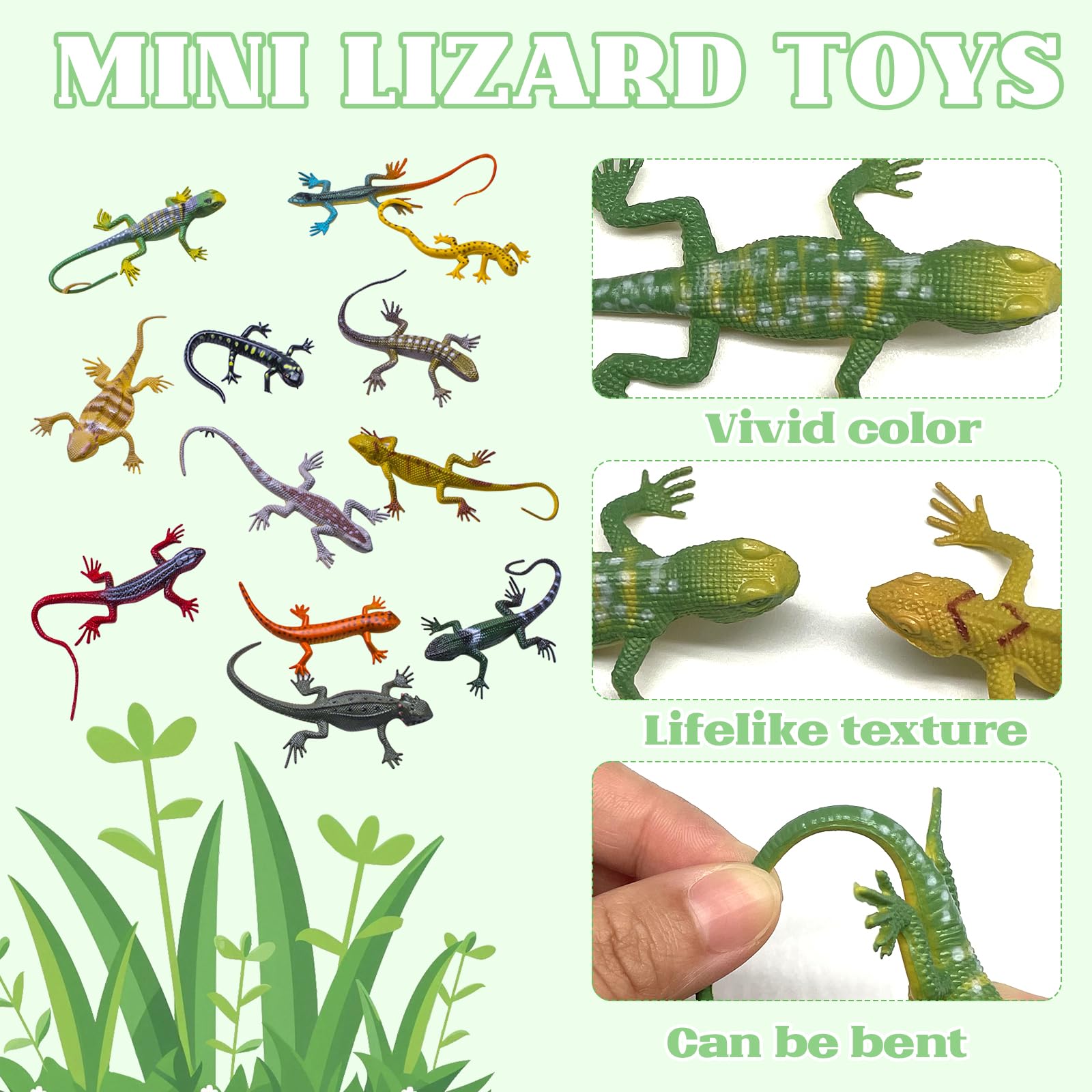 BLMHTWO 12PCS Plastic Lizard Figures, Realistic Rubber Reptile Animal ...
