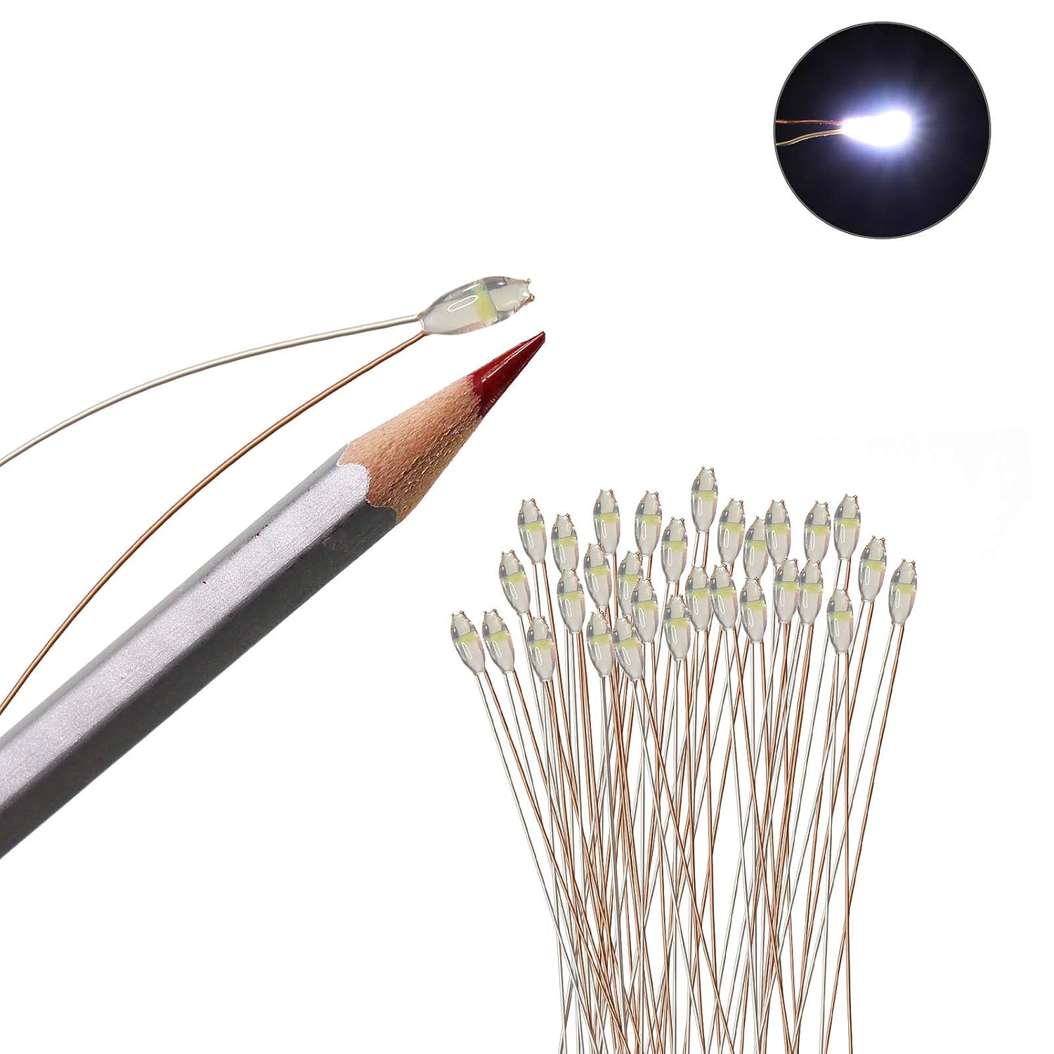 Amazon.com: Evemodel 30pcs Pre-Wired Micro Litz Wire White 0603 SMD LED ...