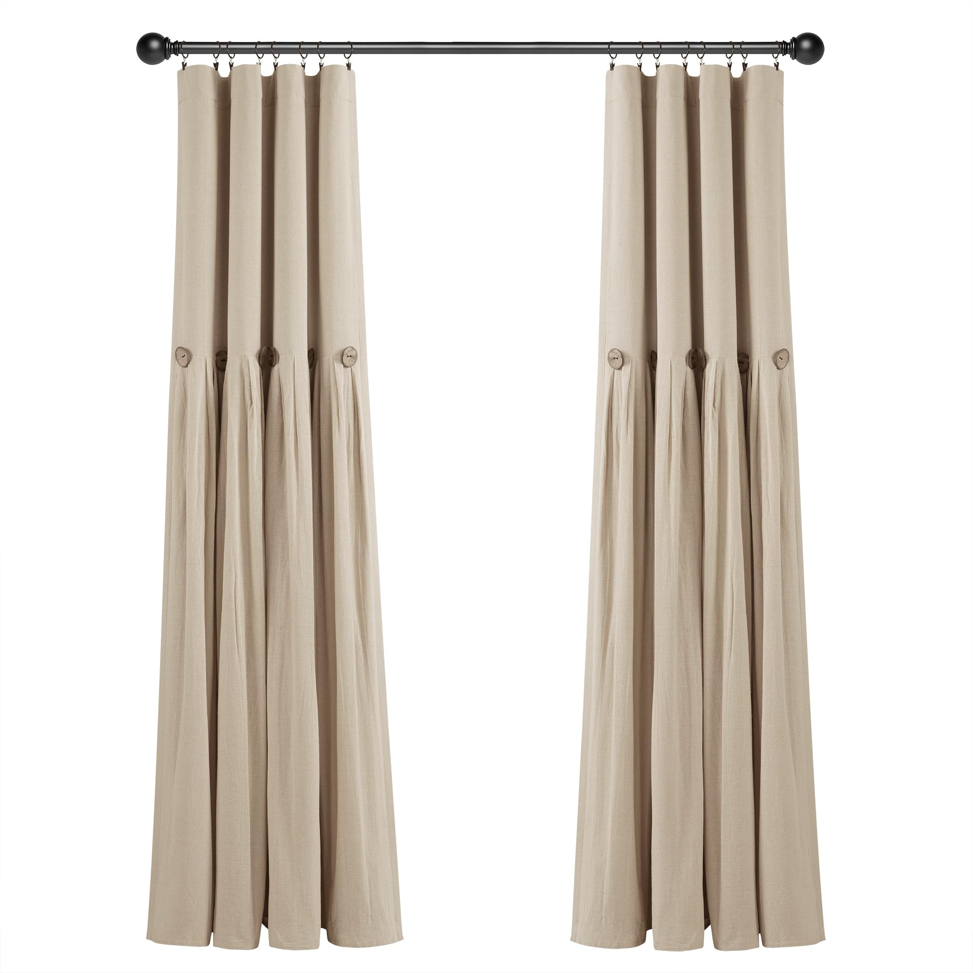 Amazon.com: Lush Decor Linen Button 100% Lined Blackout Window Curtain ...