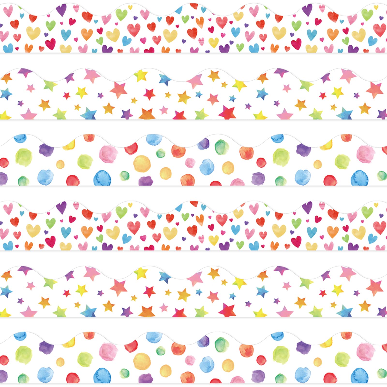 Buy 59 Feet Watercolor Bulletin Board Borders 60 Sheets Watercolor ...