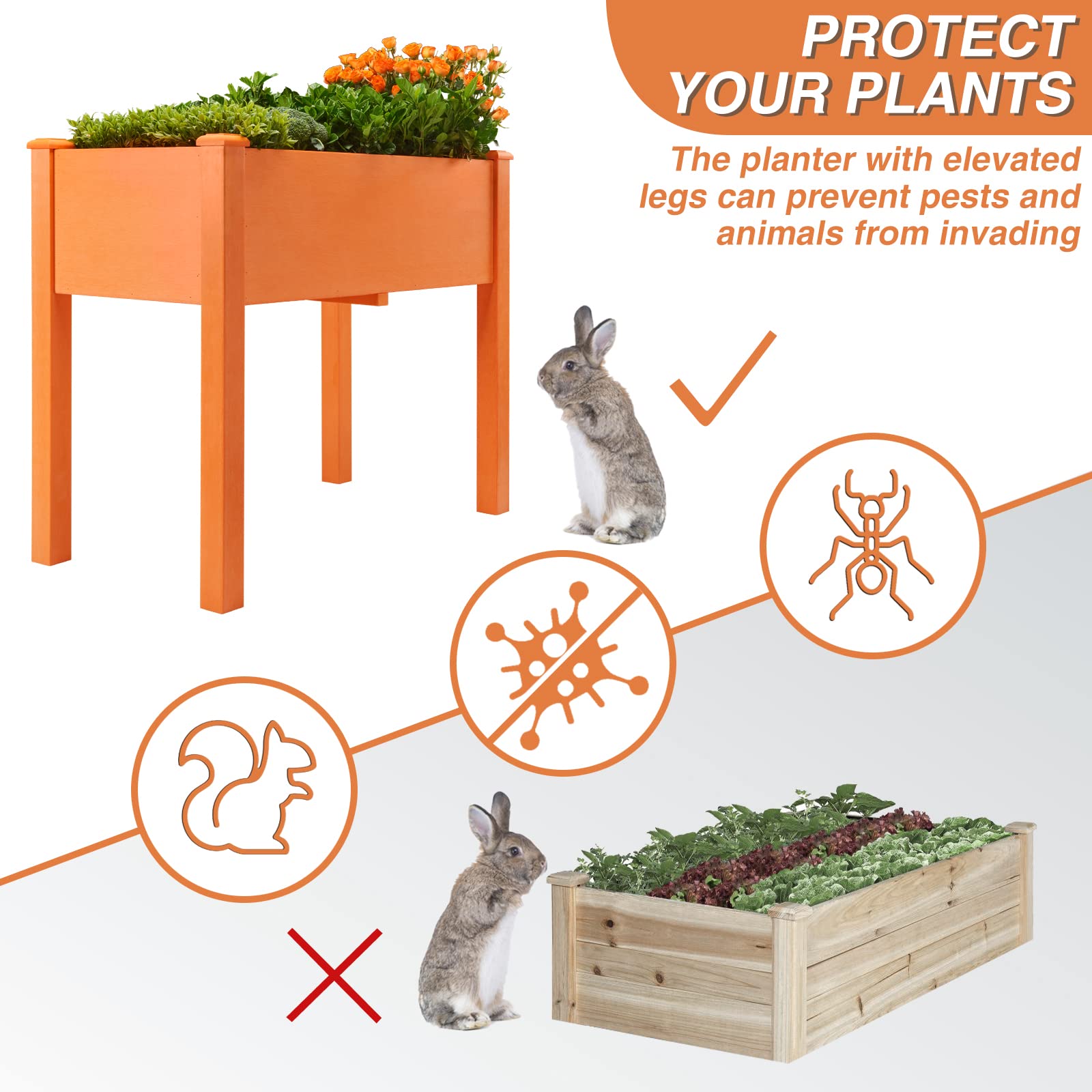 Snapklik.com : Oxseryn Polystyrene Elevated Raised Garden Bed