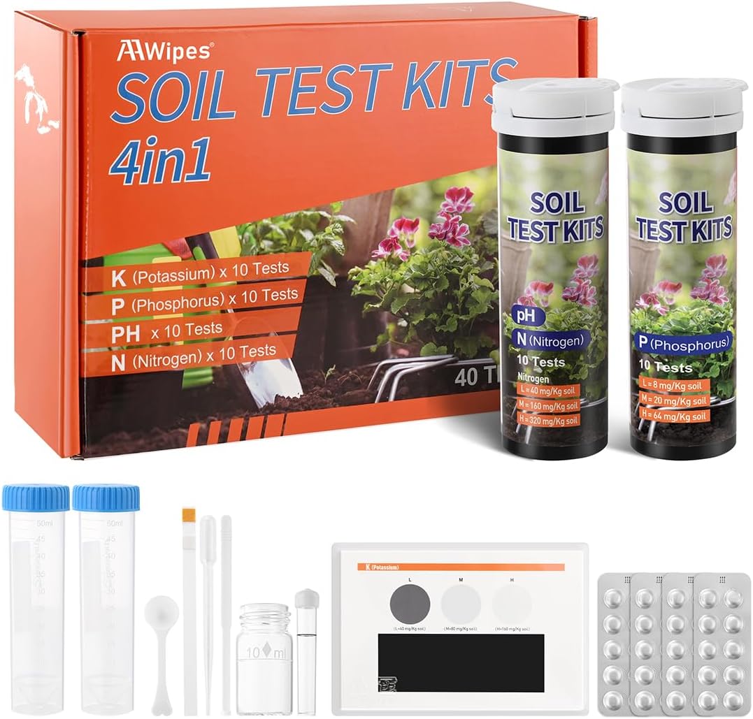 Amazon.com: AAwipes Soil Test Kit 4-in-1 for pH, Nitrogen, Phosphorus ...