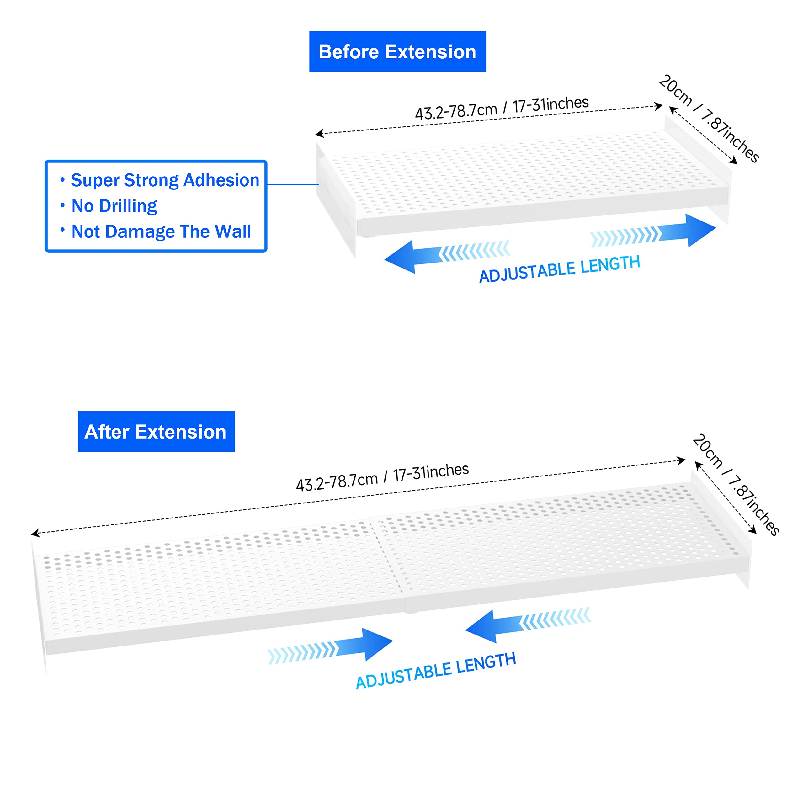 Snapklik.com : Expandable Closet Organizer Shelves, Adjustable Metal ...