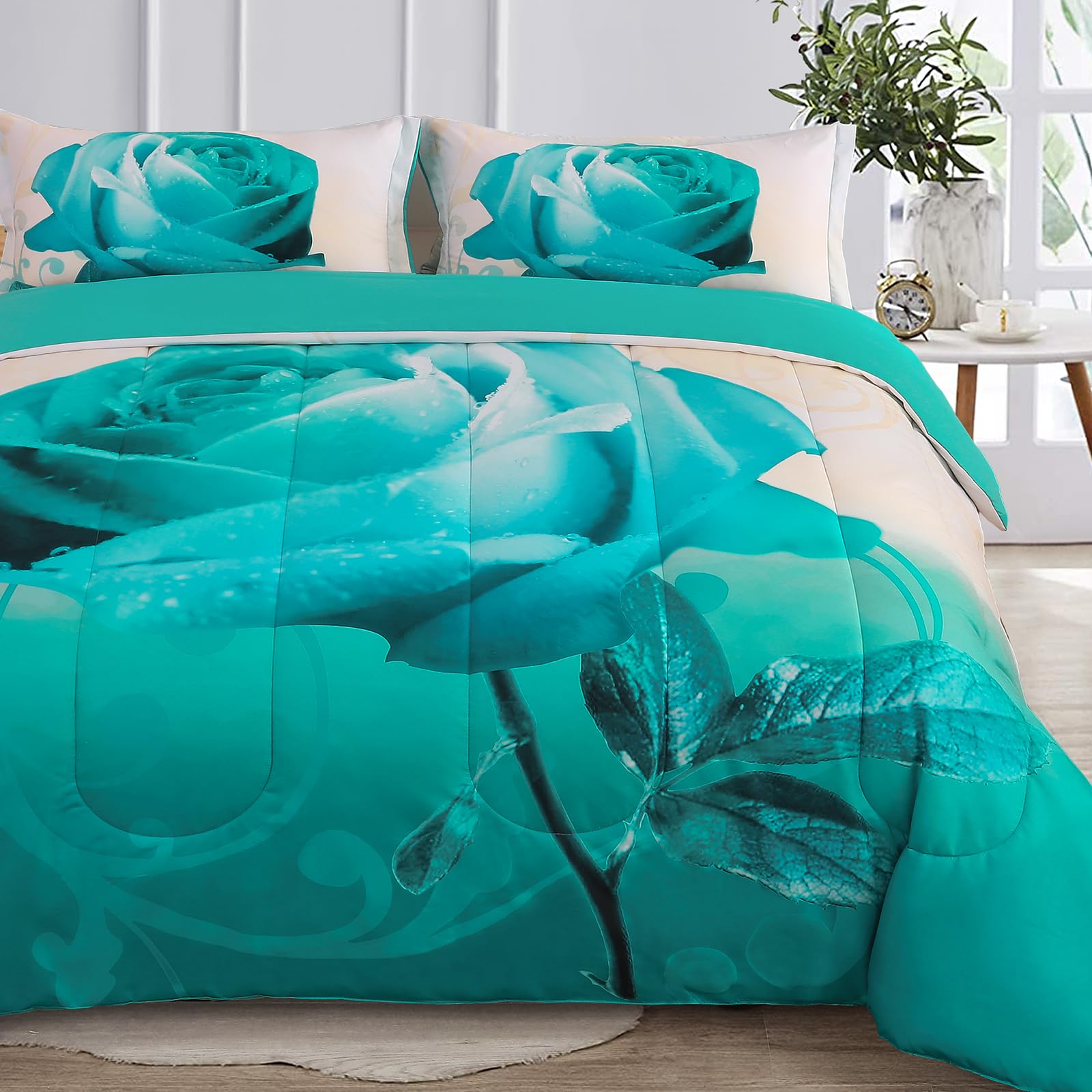 Amazon.com: WONGS BEDDING Gradient Rose Comforter Set Queen Valentine's ...