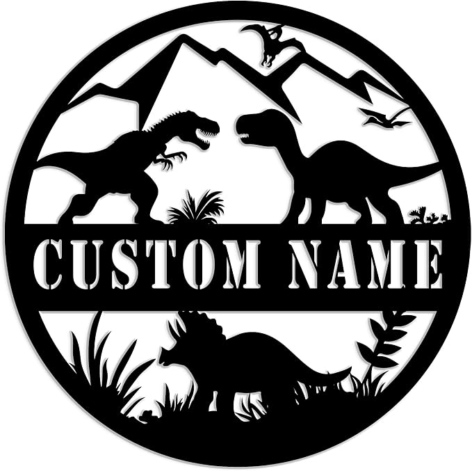 Amazon.com: Custom Dinosaur Metal Sign,Dinosaur decorations,Dinosaur ...