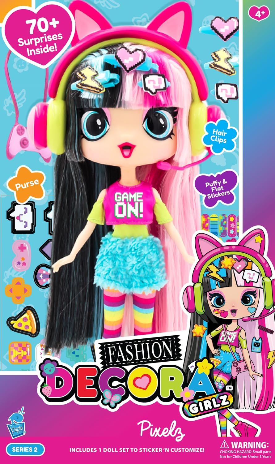 Amazon.com: Decora Fashion Girlz Series 2– Pixelz The Gamer Girl – 11 ...