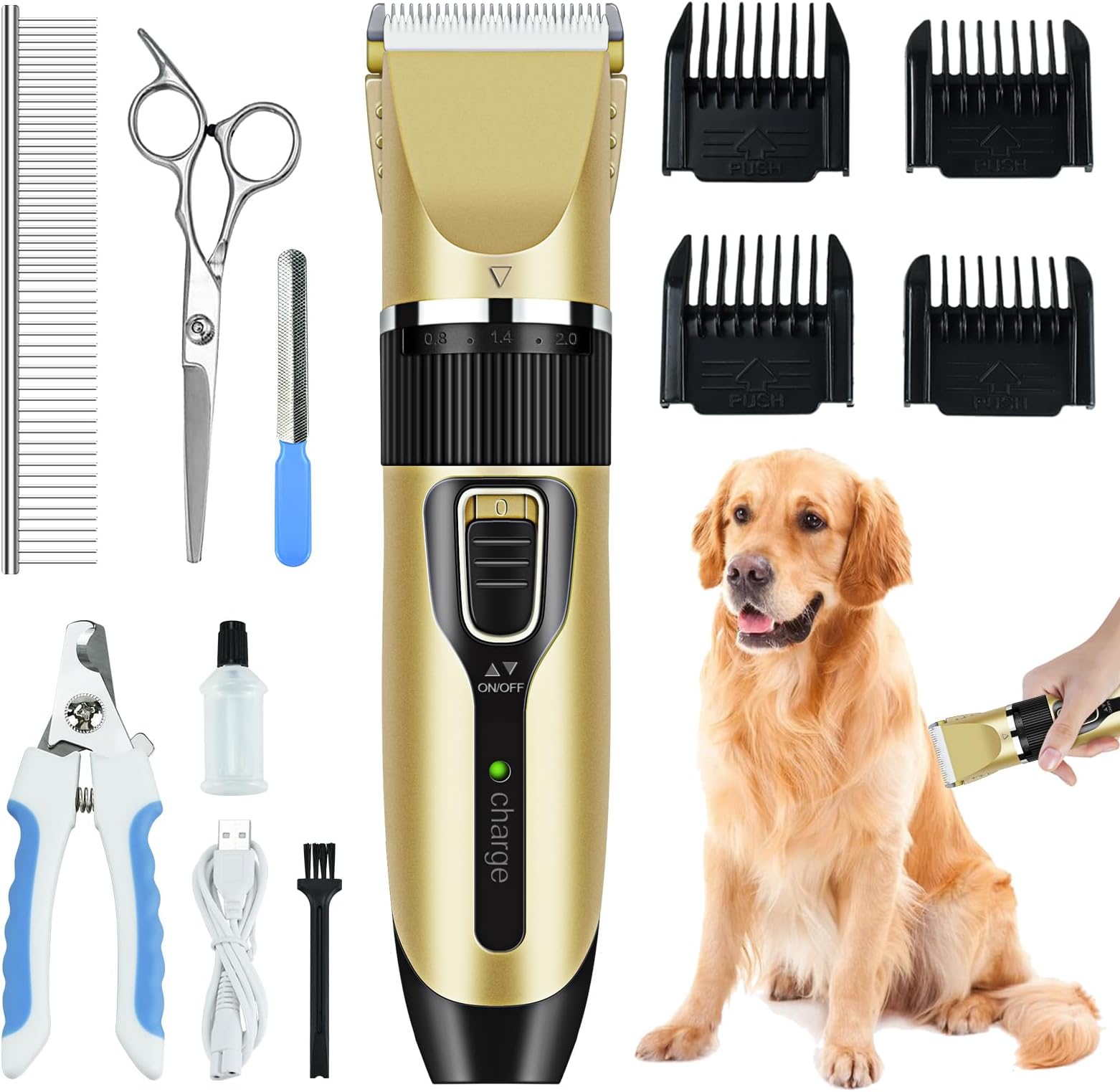 Amazon.com : Dog Hair Clippers,Dog Grooming Clippers Kit with Led ...
