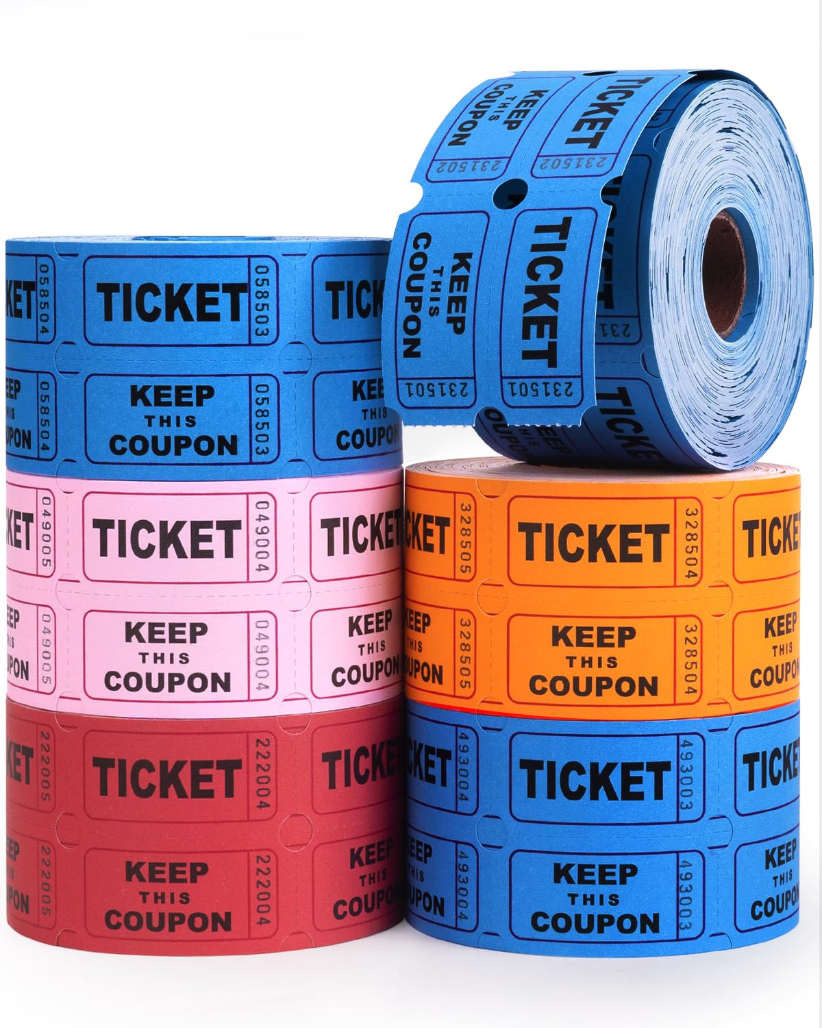 Snapklik.com : Colemoly 1000 Raffle Tickets Roll, 3000 Pairs 6 Rolls 2 ...