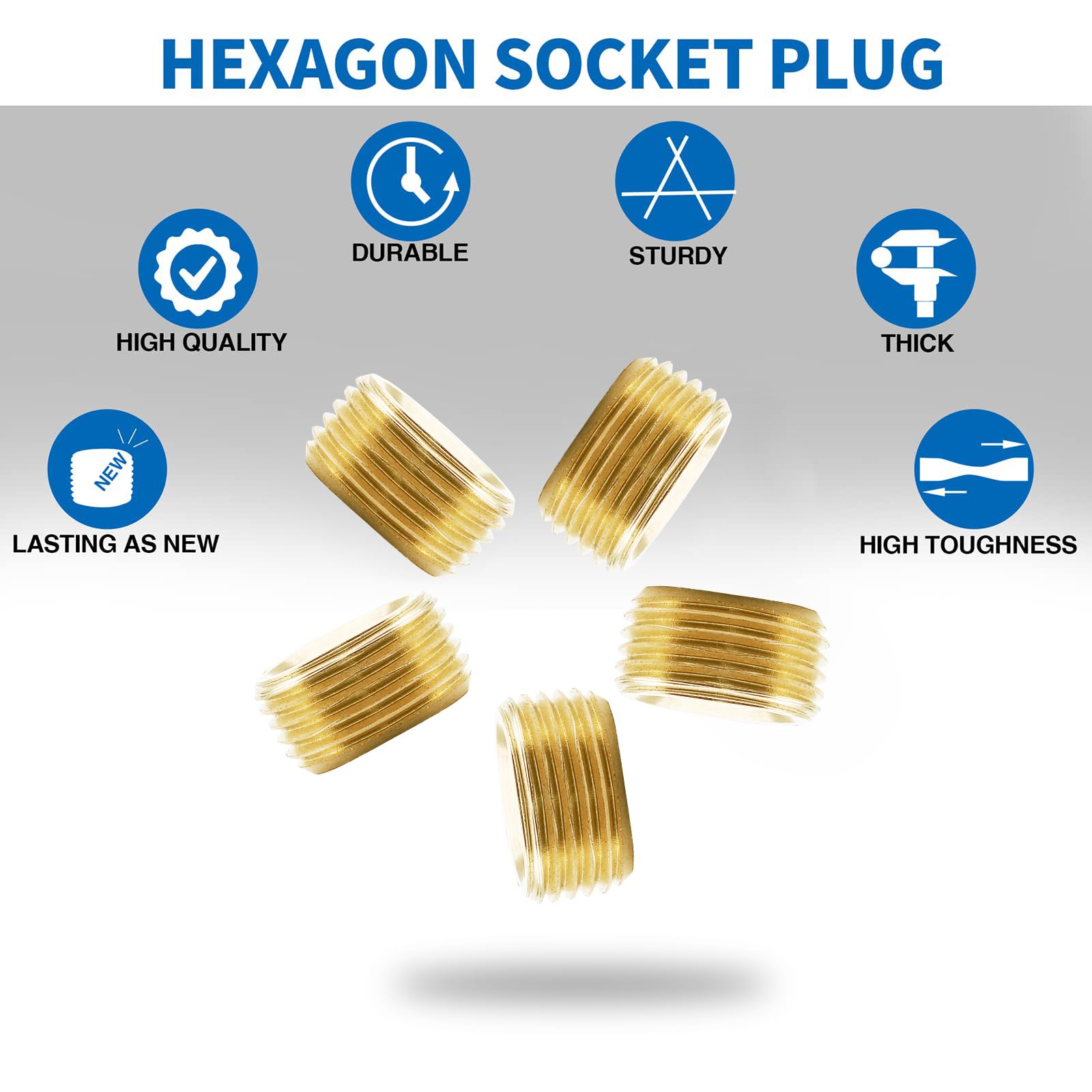 Snapklik.com : LifCratms 3/8" NPT Male Plug, Brass Internal Hex Thread ...