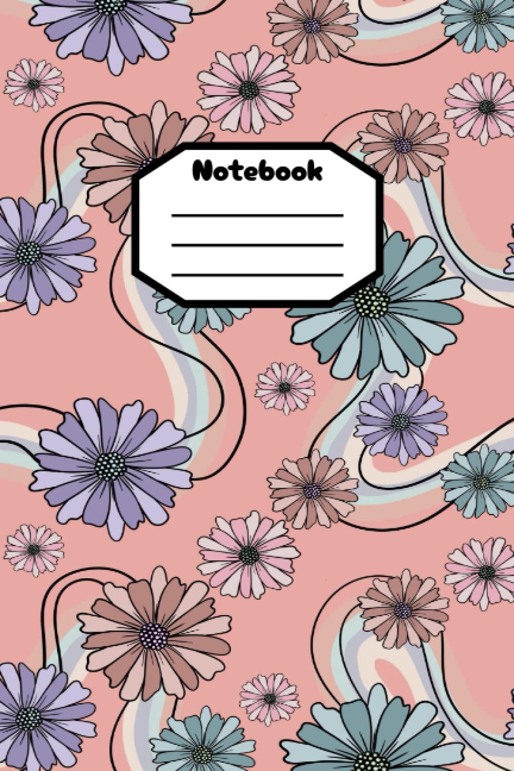 Retro Notebook: College Rule Pastel Floral Notebook, Preppy Aesthetic ...