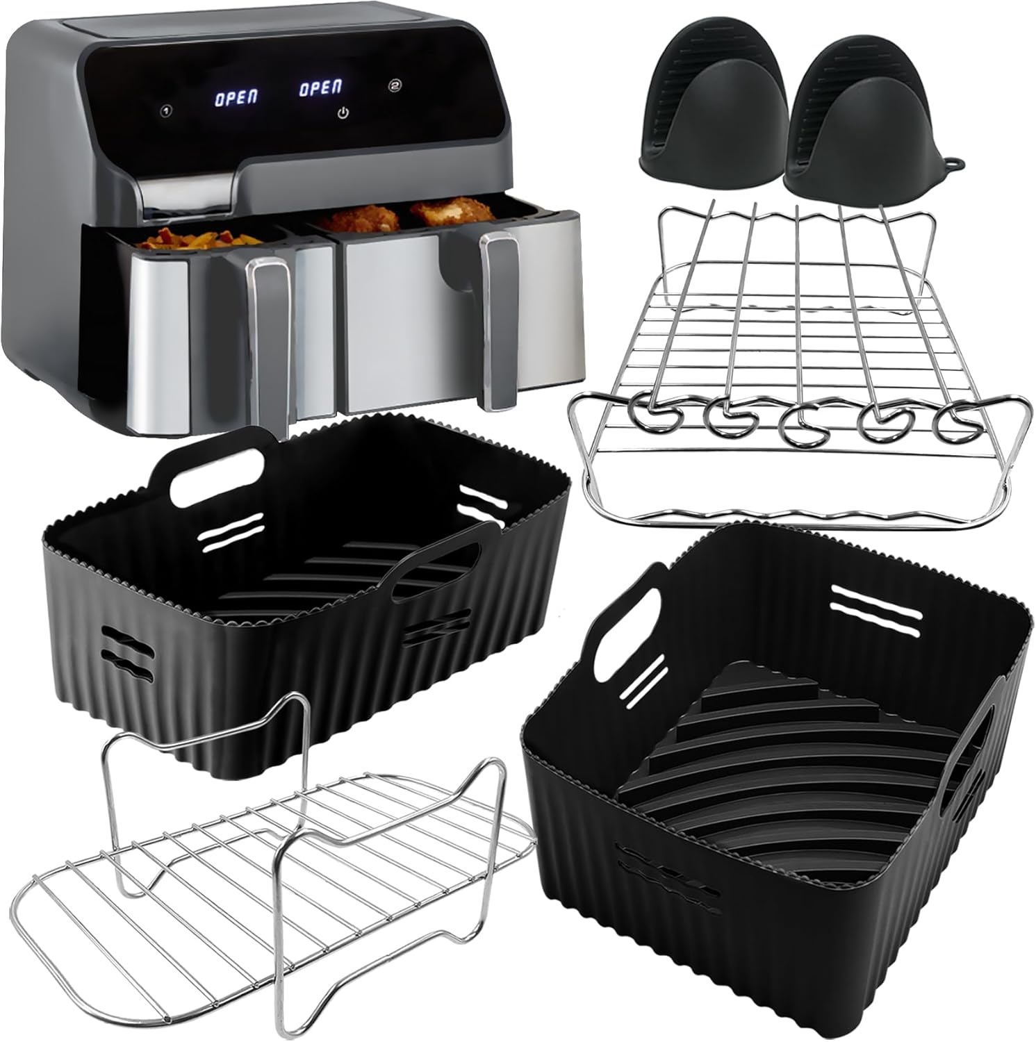 moleath Air Fryer Accessories Compatible for Lakeland 5L/3L, Tower T17099 5.2L/3.3L, Salter 5.5L ...