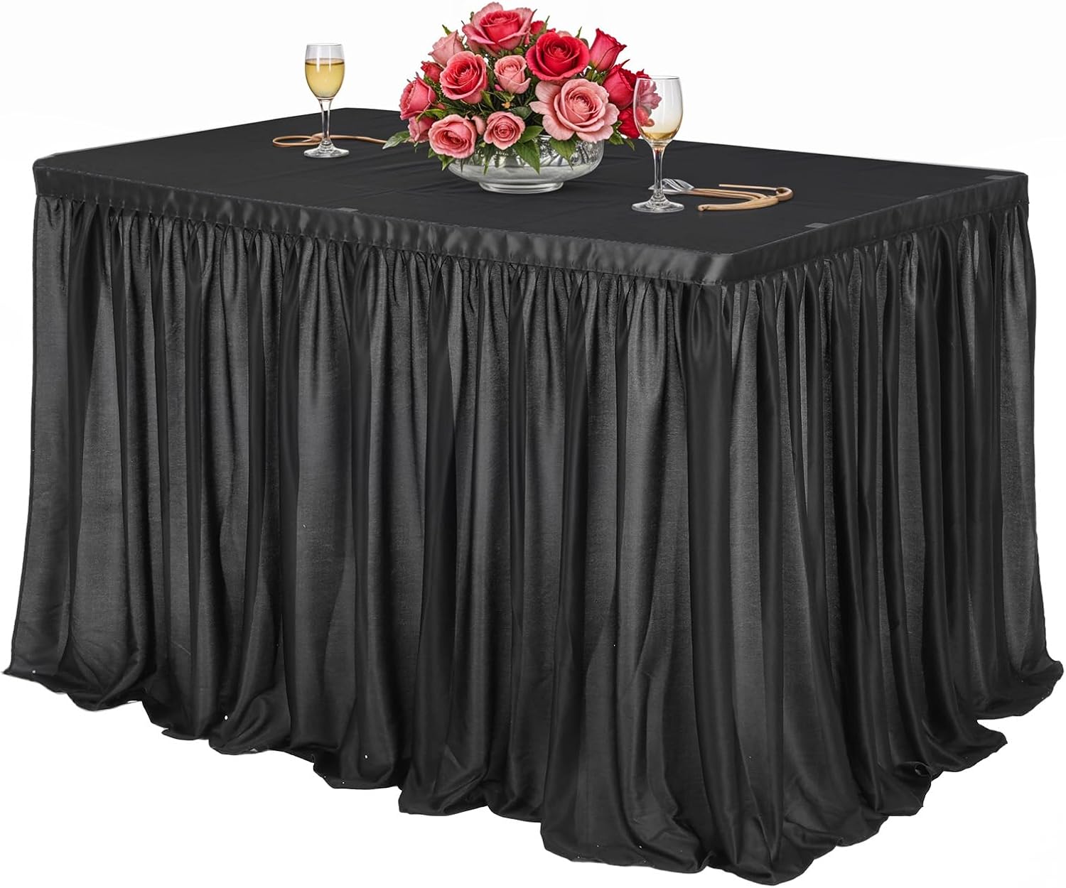 Amazon.com: 6ft Black Table Skirts for Rectangle Tables Polyester Desk ...