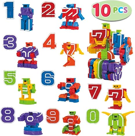 Amazon.com: JOYIN 10 Pcs Number Bots, Transforming Toys, Number Block ...