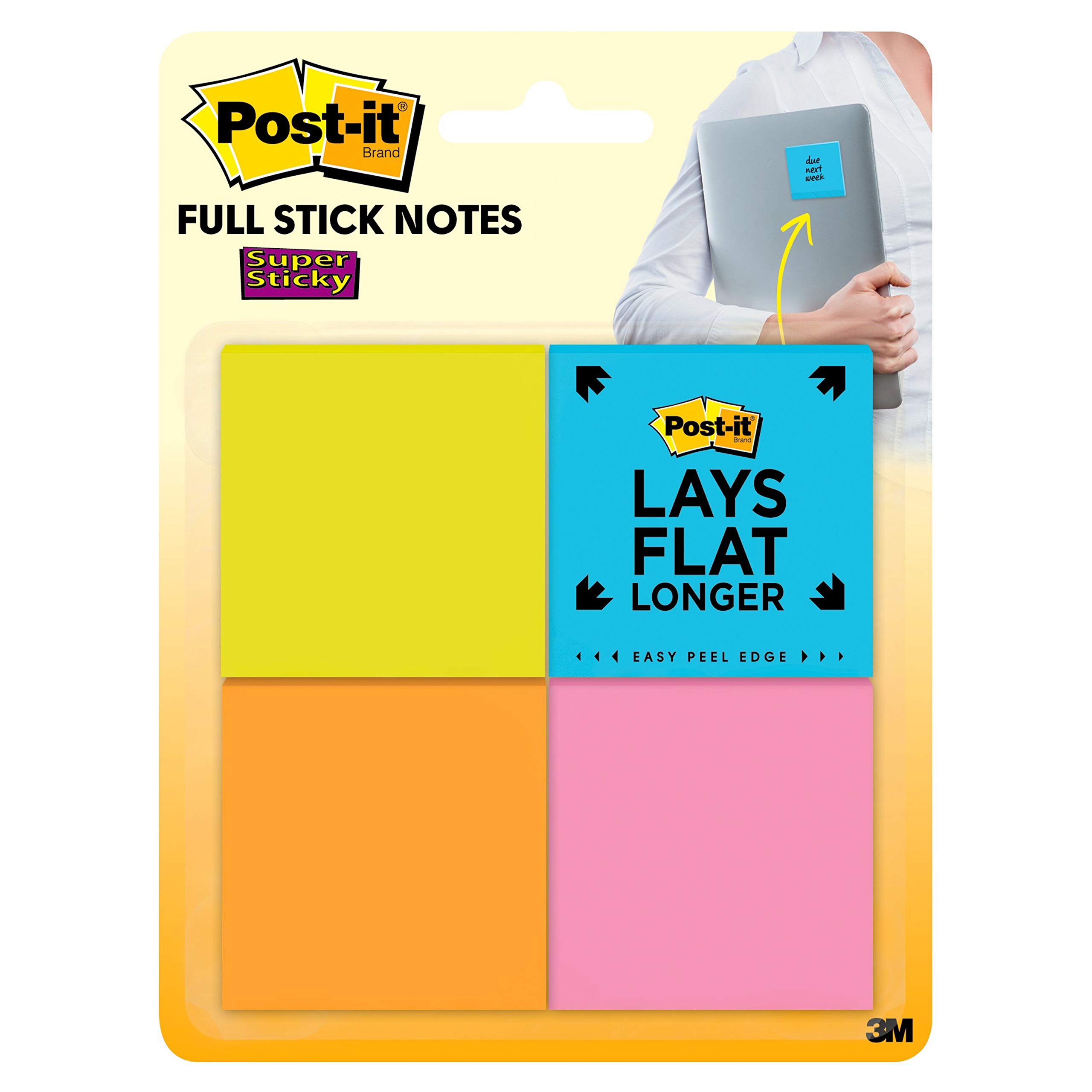 Post-it Super Sticky Full Stick Notes, 2x2 in, 8 Pads, 2x the Sticking ...