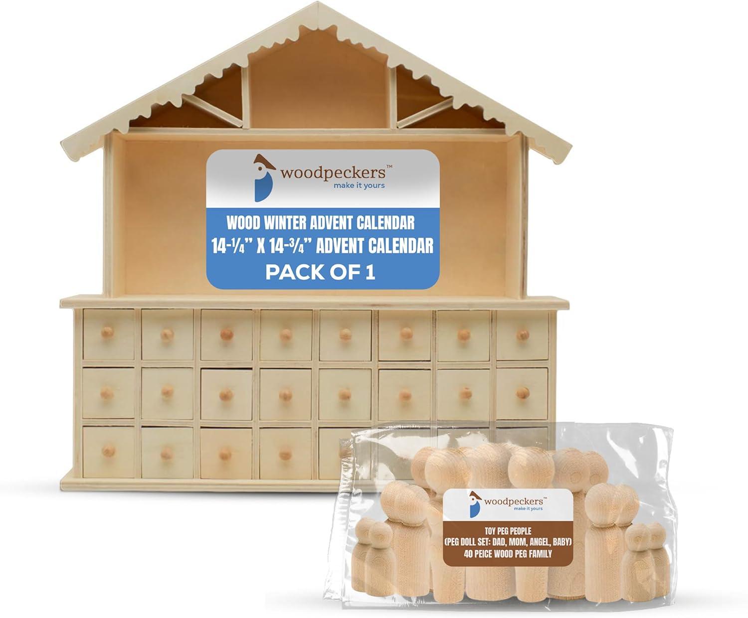 Amazon.com: Wooden Winter Advent Calendar 14-1/4 x 14-3/4 Inch, Pack of ...