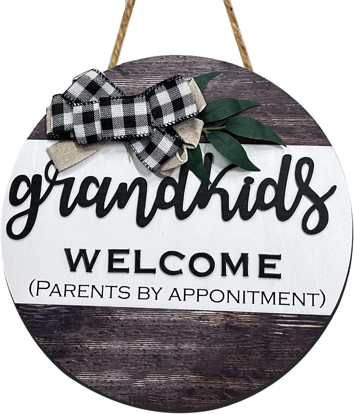 Targa rotonda per porta d'ingresso, con scritta "Grandkids Welcome ...