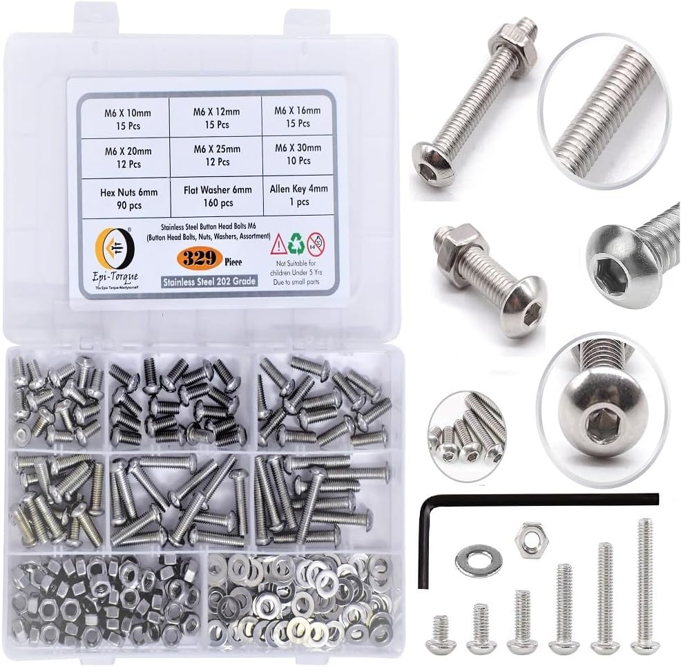 10 MM Metric M2 Stainless Steel Allen Hex Socket Screw Bolt Nuts ...