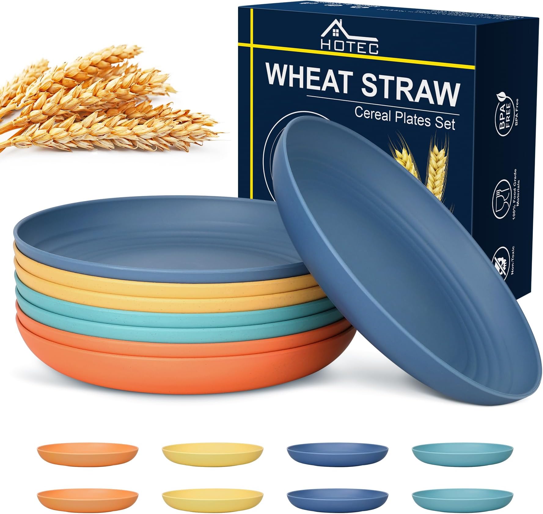 Amazon.com | Juvale Wheat Straw Plate Set, Chip Resistant Plates (9 in ...