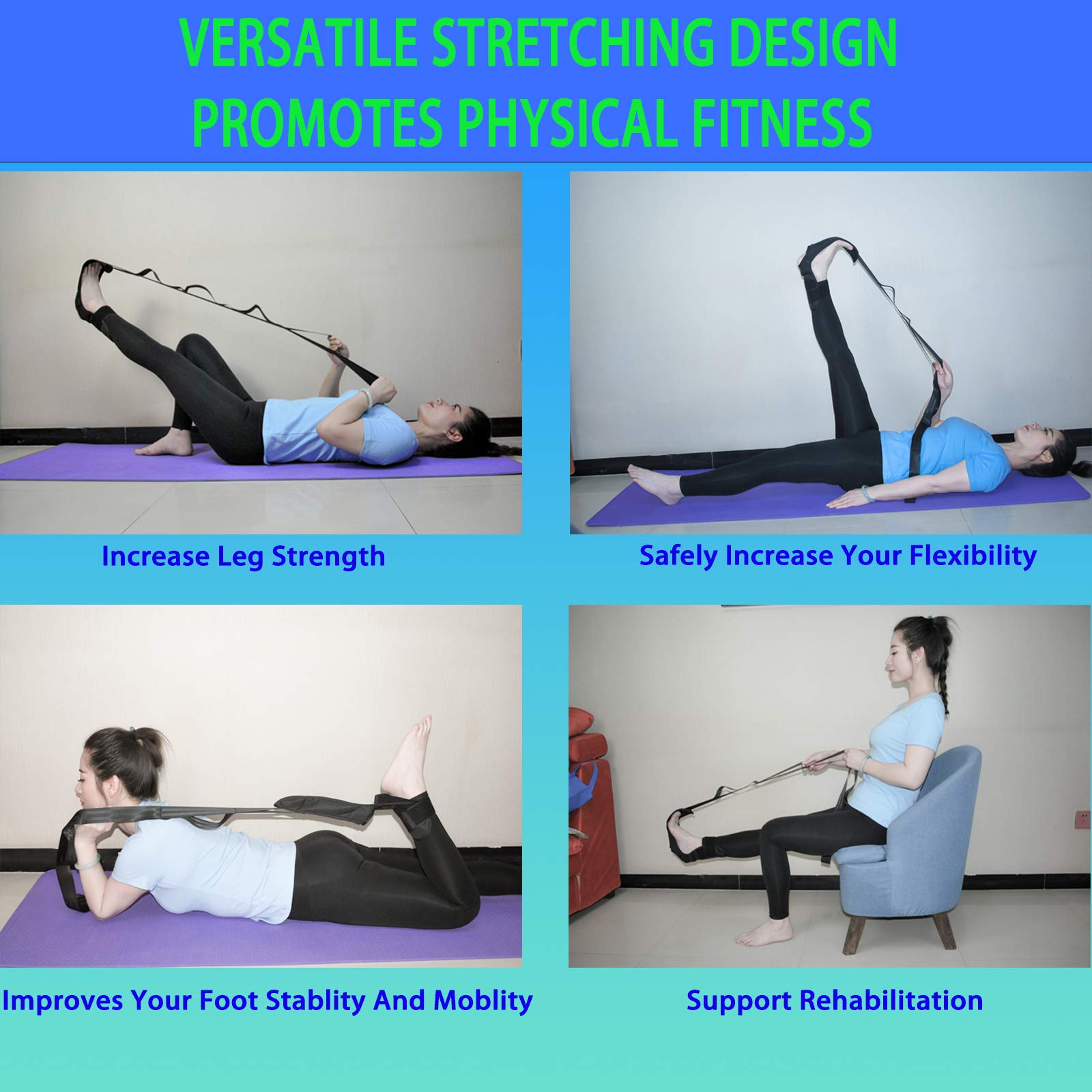 RUOYU Foot and Calf Stretcher,Stretching Strap for Plantar Fasciitis ...