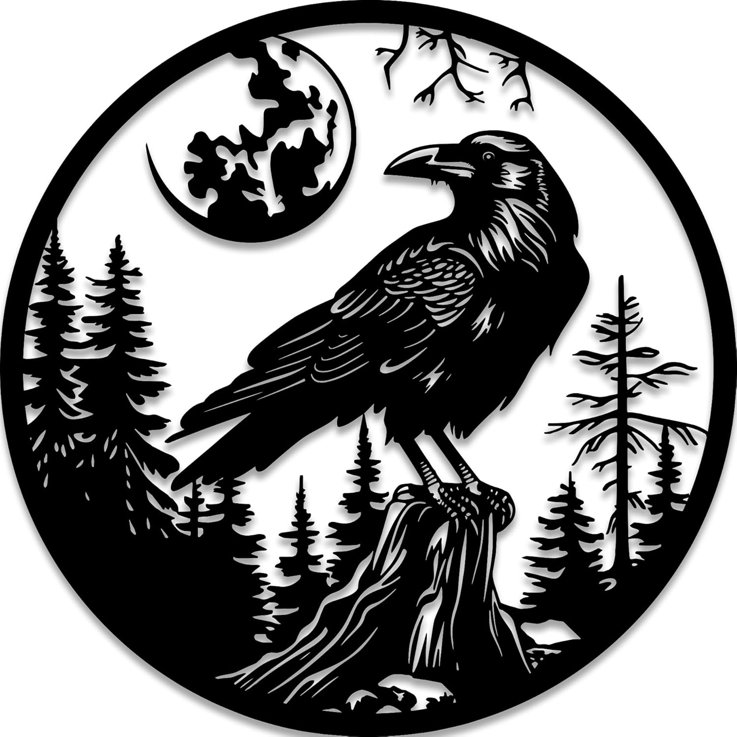 Amazon.com : Personalized Raven Bird Metal Wall Art, Custom Raven Name ...