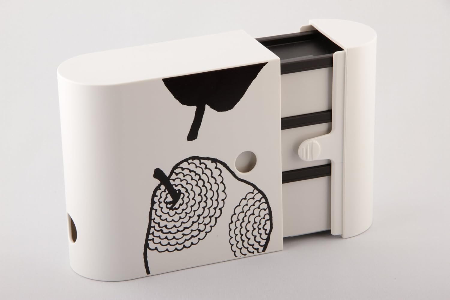 Amazon.com: 3-tiered Slim Bento Lunch Box (White with Black Pear Motif ...