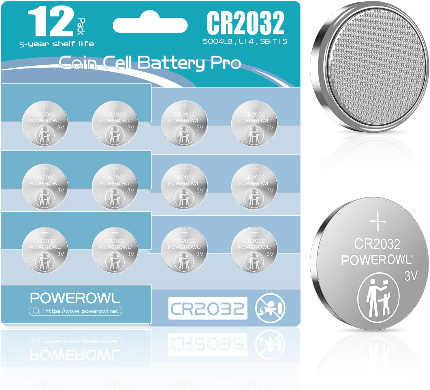 POWEROWL - CR2032 Batteries (12PCS), Baby Secure Packaging, High ...