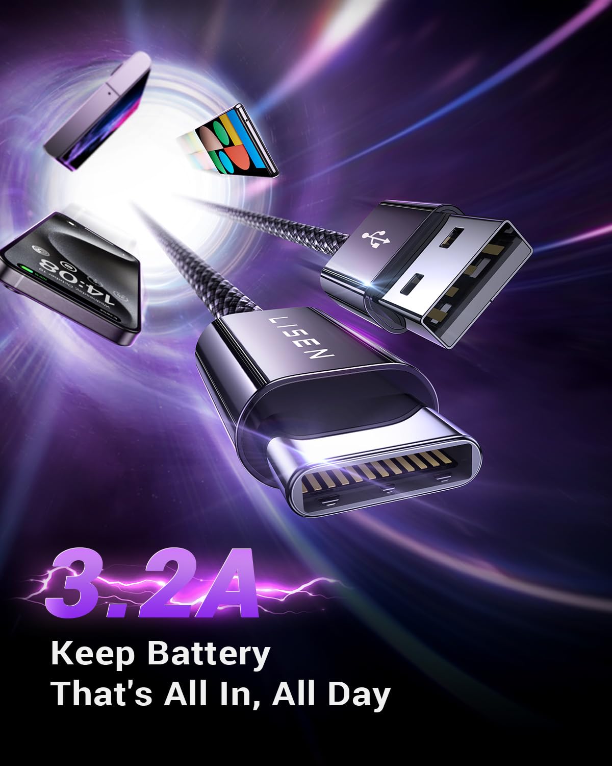 Snapklik.com : CarPlay Cable For iPhone 16/15/143.3FT, 2Pack USB A To USB C Cable, Replacement ...