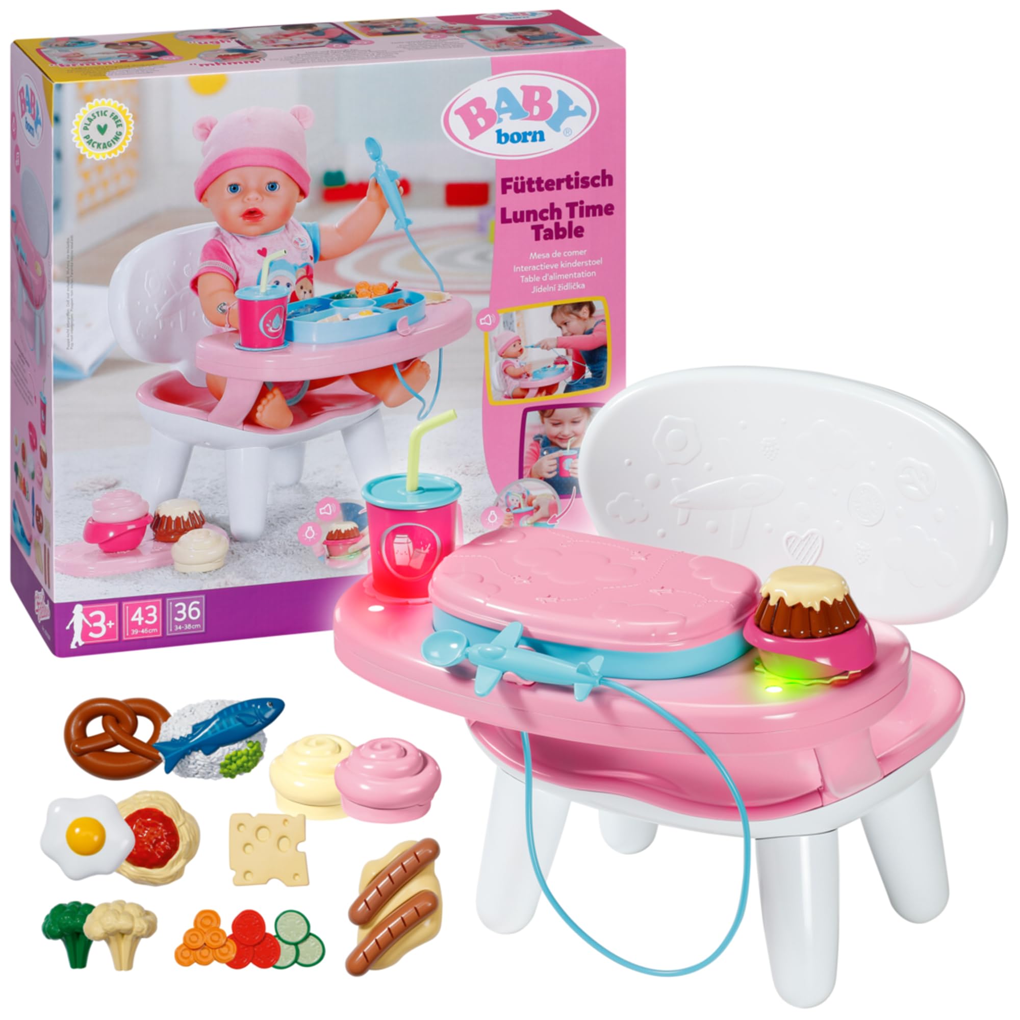 BABY born Füttertisch mit Licht- und Soundfunktion, mit über 10 ...