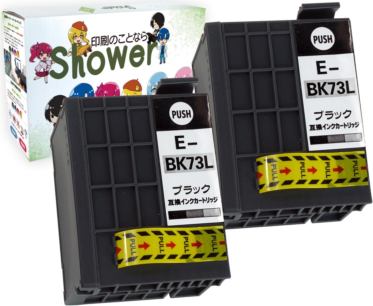 Amazon.co.jp: Shower ICBK73 PGBK 顔料ブラック エプソン (EPSON)用 IC73BK 合計2本 インクカートリッジ ICチップ 残量表示あり 純正と併用可能 ...