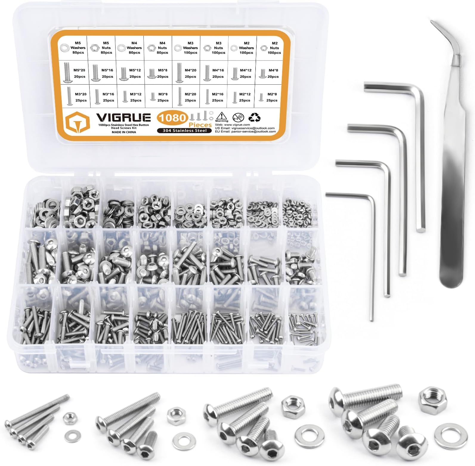 520 Stück M3 M4 M5 M6 Innensechskant Schrauben Kit Edelstahl schrauben Unterlegscheiben ...