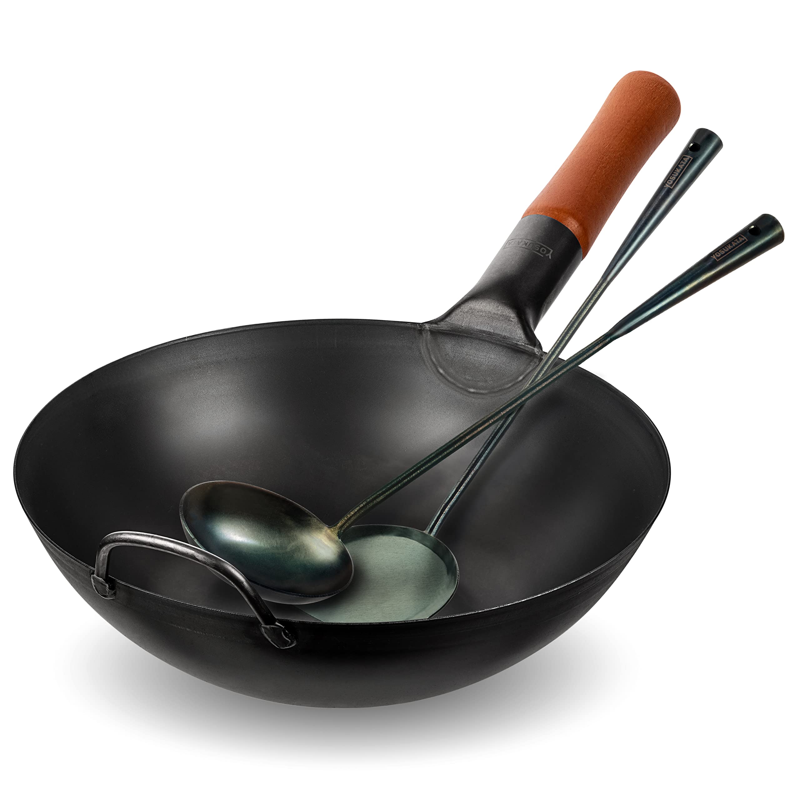 Amazon.com: YOSUKATA Carbon Steel Wok Pan – 11,8 “ Woks and Stir Fry ...