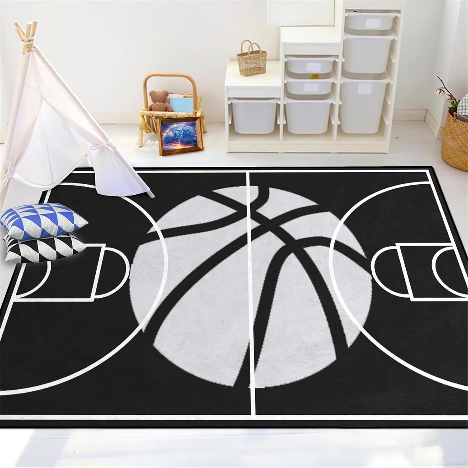 Amazon.com: JPSBJWJ Basketball Court Rug for Boys Bedroom - Basketball ...